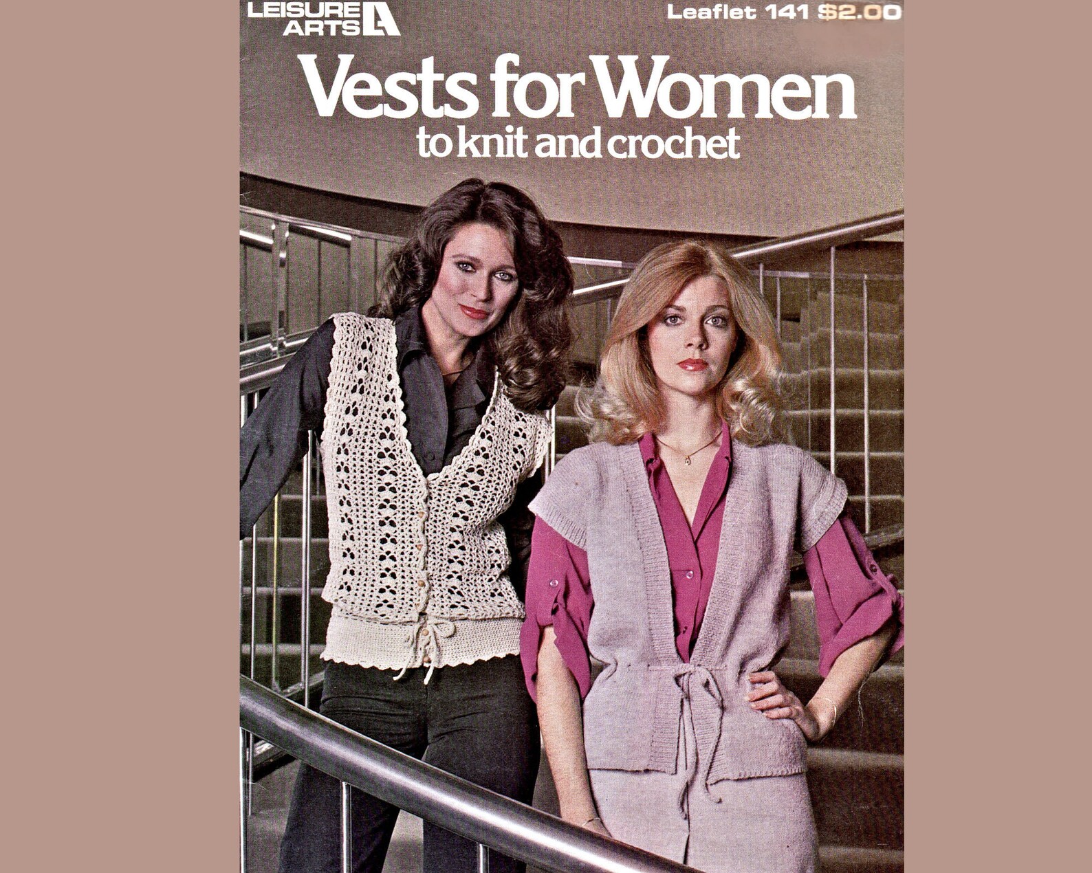 80s Knitted Tuxedo Style Vest/ Vintage 70s Pattern for Knitted Waist ...