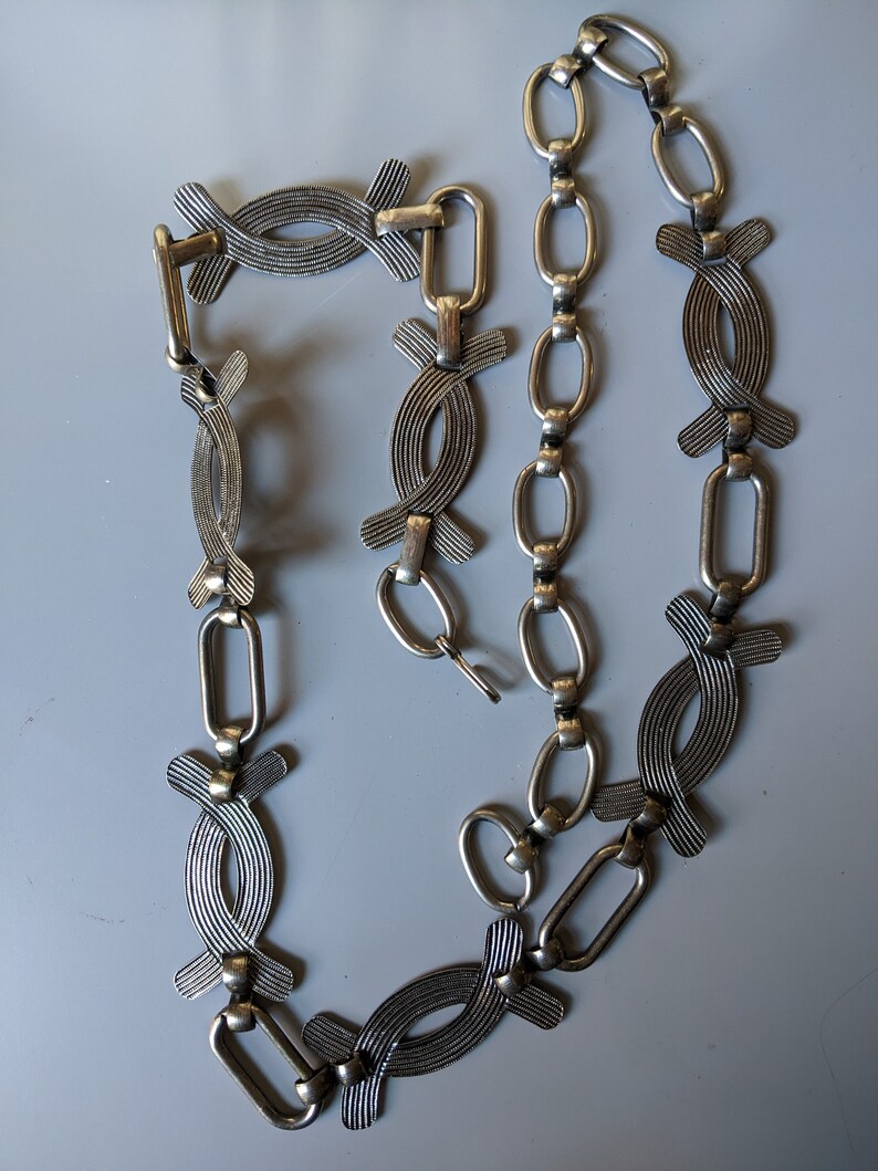 70s Dark Silver Chain Link Belt - Etsy