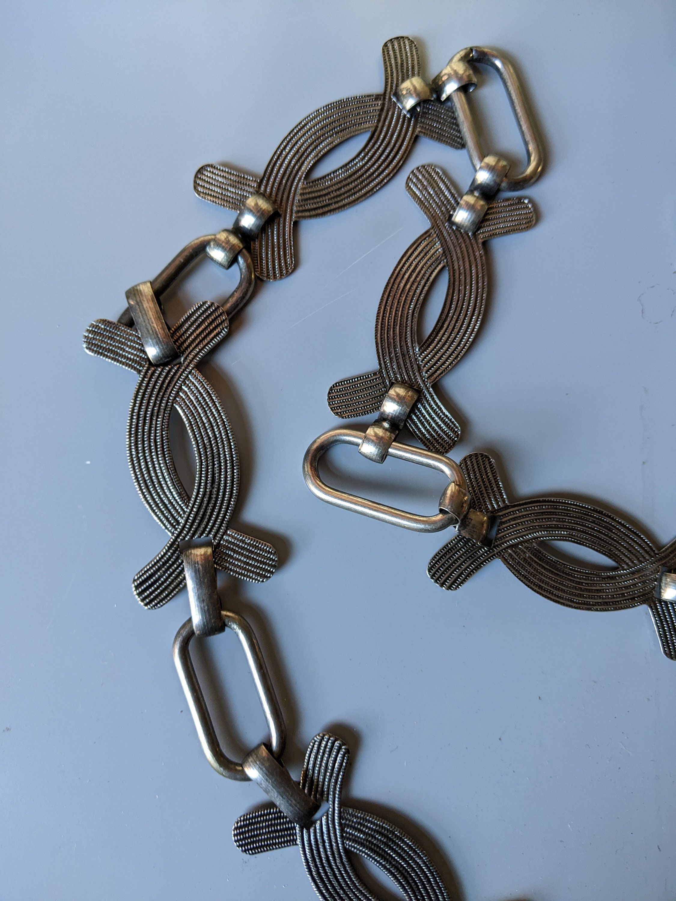 70s Dark Silver Chain Link Belt - Etsy