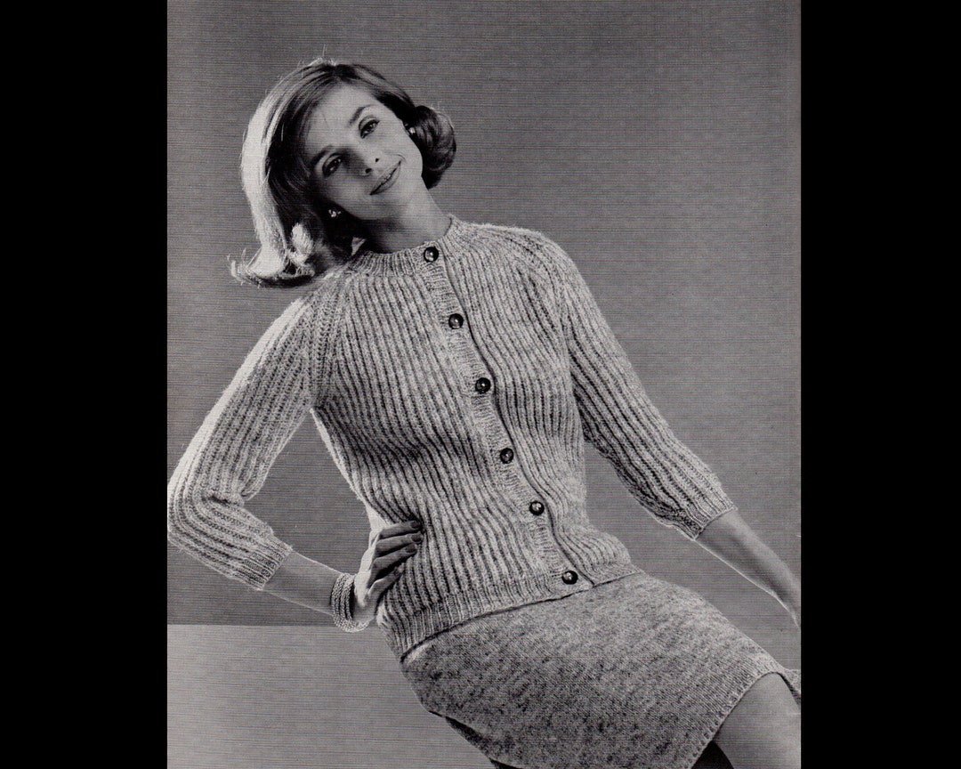 Cute and Cozy 1960s Ribbed Knit Bracelet Sleeve Cardigan Jacket and ...