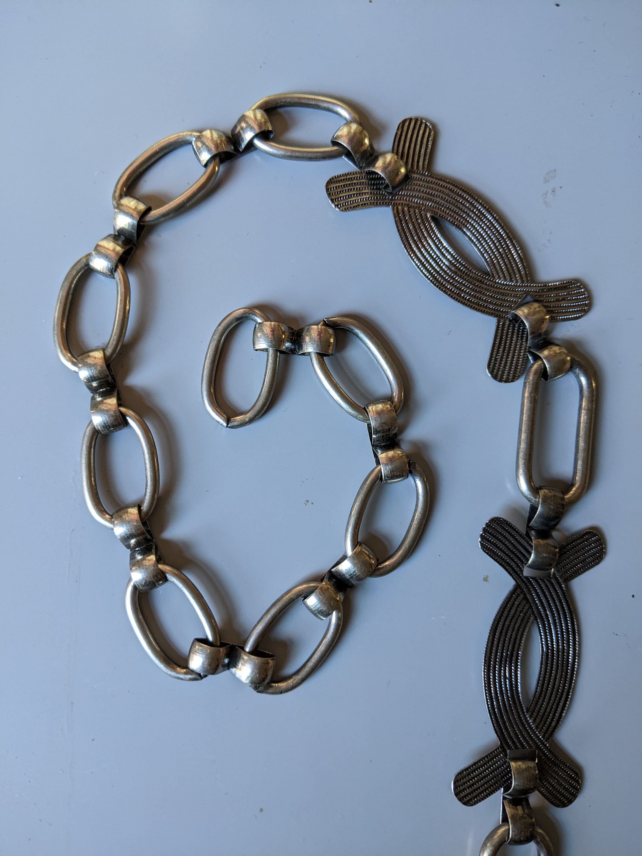 70s Dark Silver Chain Link Belt - Etsy