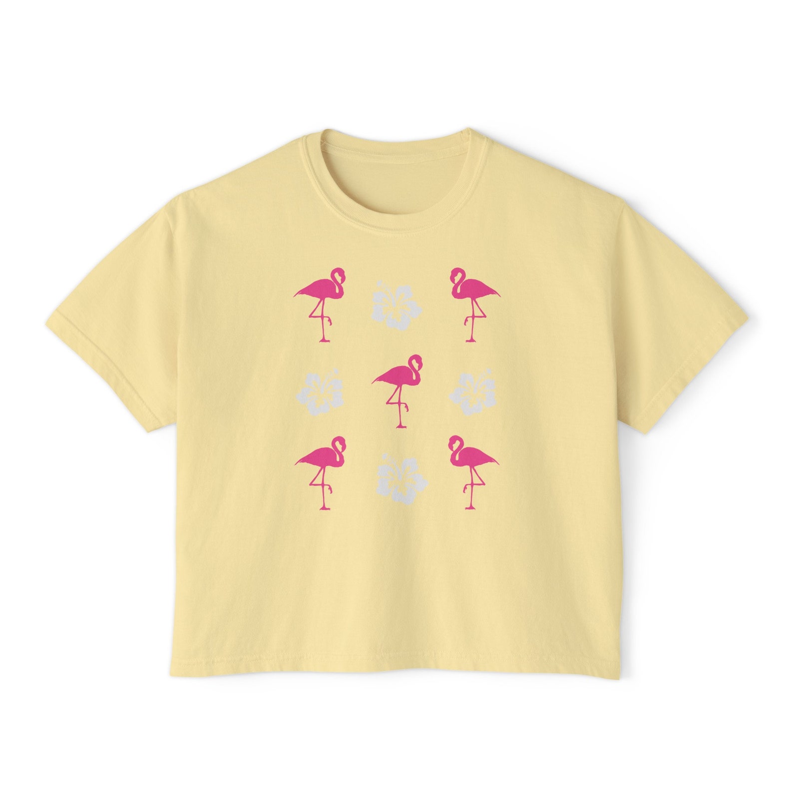 Flamingo Shirt Women Semi Cropped Tee Hibiscus Shirt Coconut Girl ...
