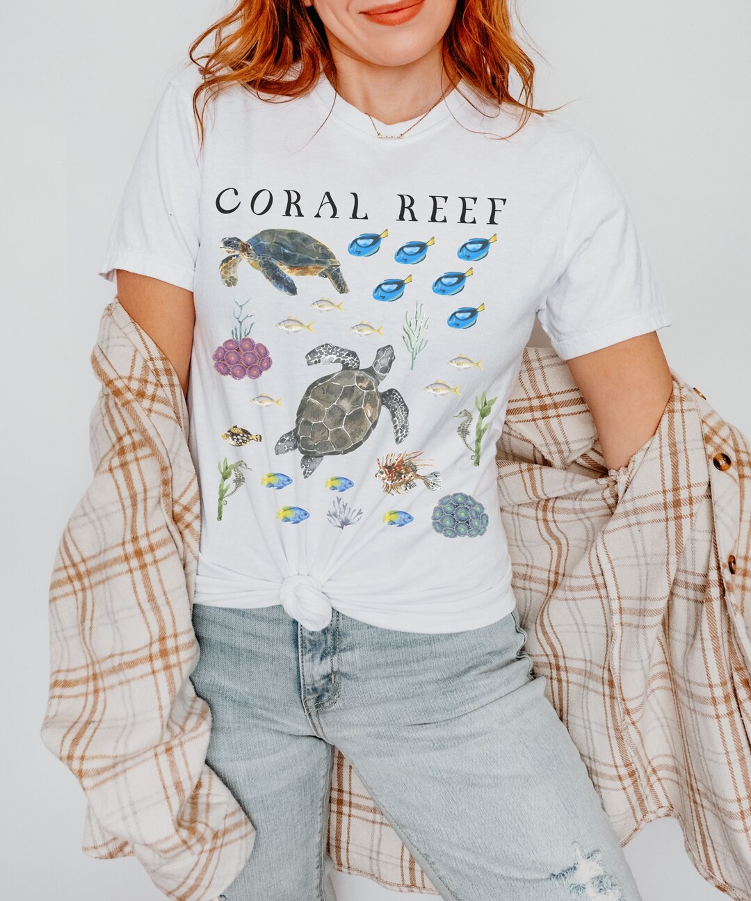 Coral Reef Ocean Animals Tshirt, Mermaidcore Coconut Girl Granola Girl ...