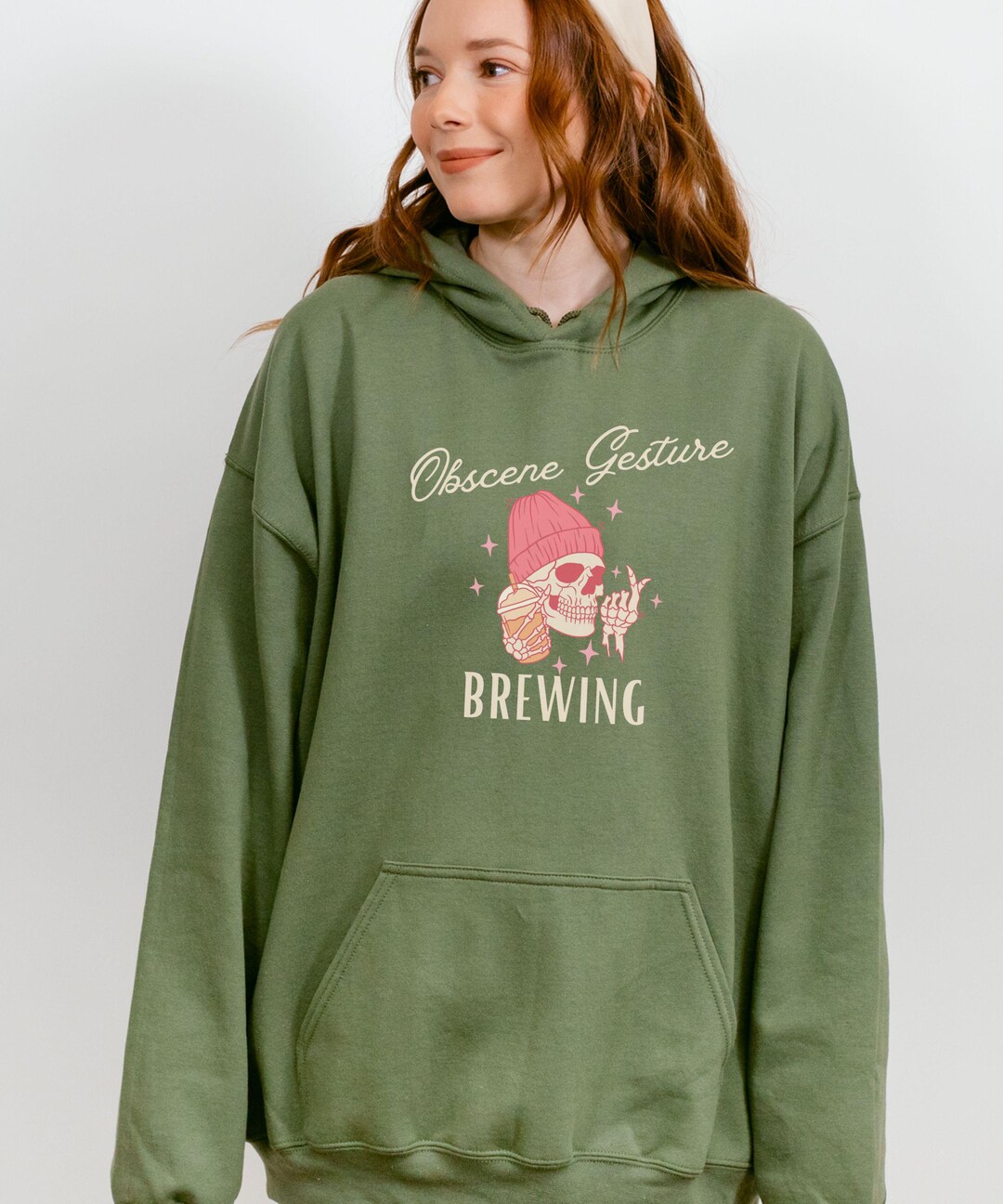 Obscene Gesture Brewing Hoodie Retro Skeleton Brewing Sweatshirt ...