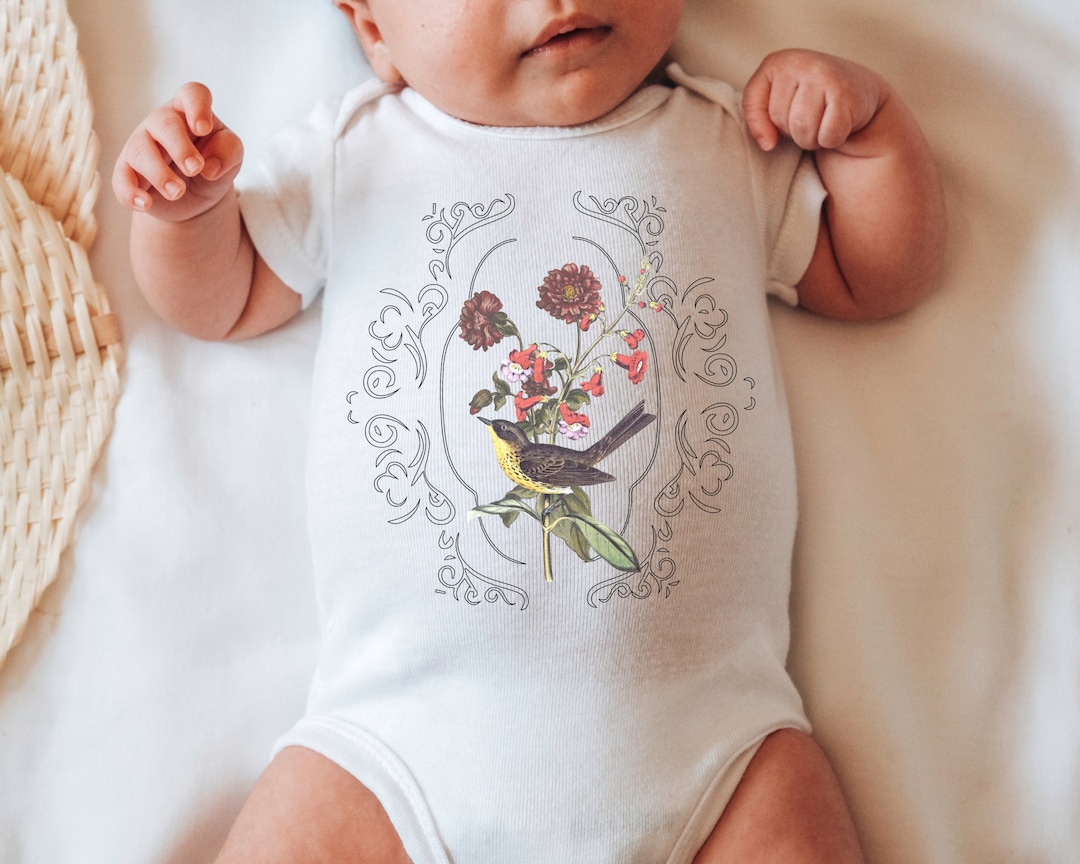 Cottagecore Clothes for Baby, Bird Baby Bodysuit, Baby Girl Clothes ...