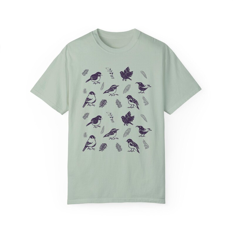 Linocut Bird Shirt, Cottagecore Tshirt, Nature-inspired Bird Graphic ...