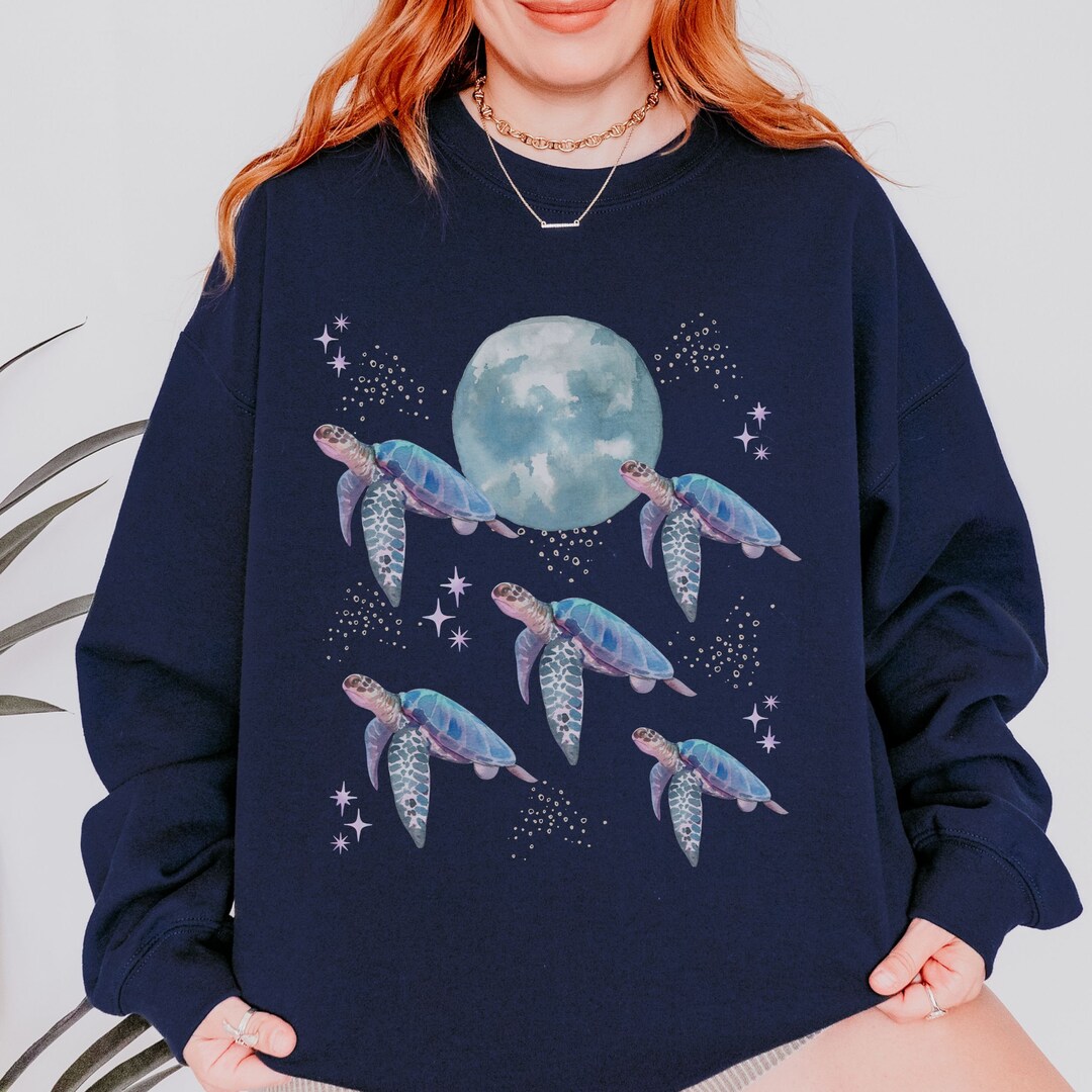 Sea Turtle Shirt Mystical Moon Sweatshirt Beachy Sweatshirt Oceancore ...
