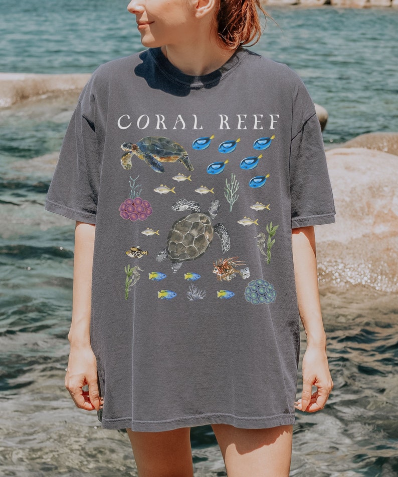 Coral Reef Ocean Animals Tshirt, Mermaidcore Coconut Girl Granola Girl ...