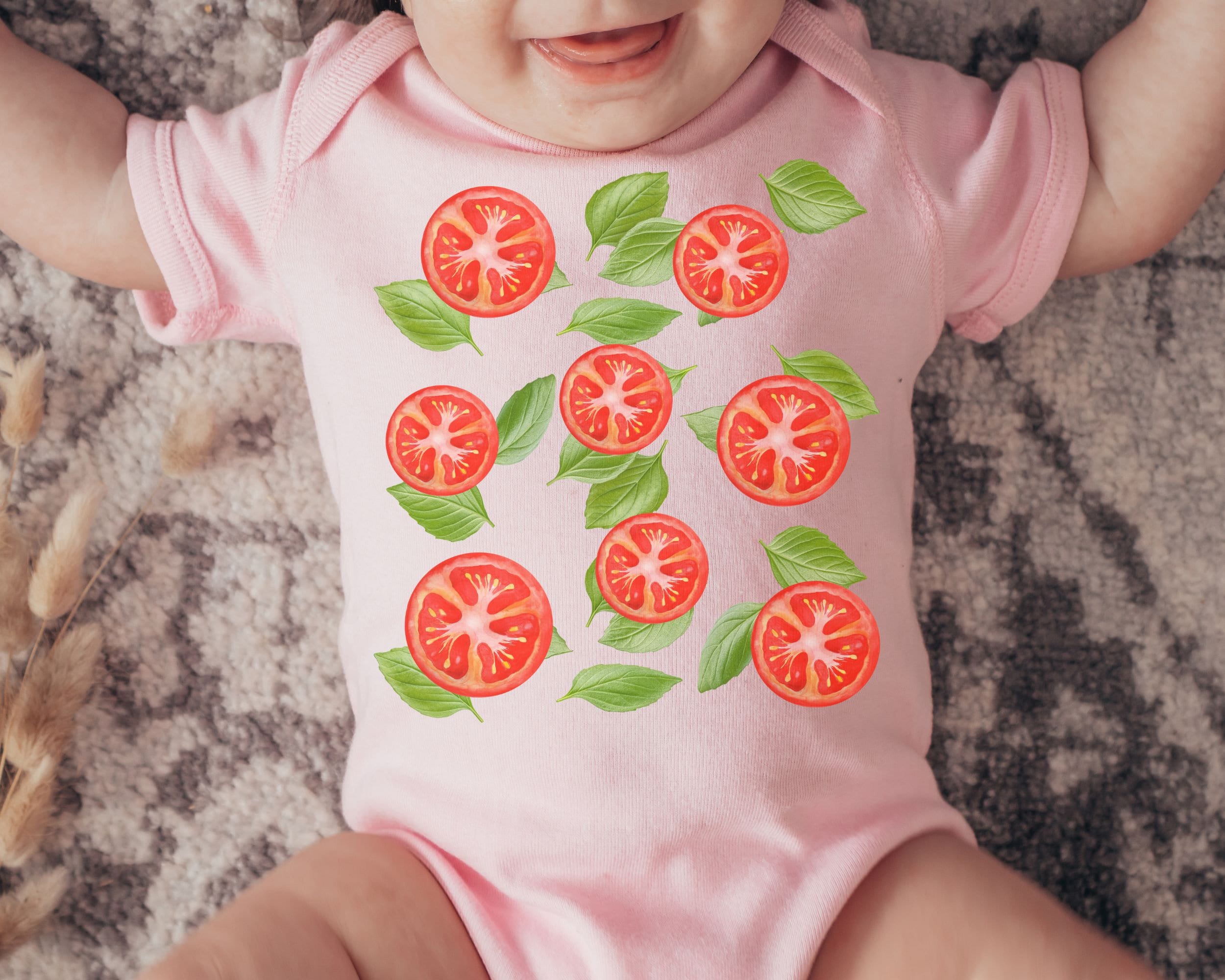 Tomato Basil Baby Bodysuit Cottagecore Baby Veggie Bodysuit - Etsy