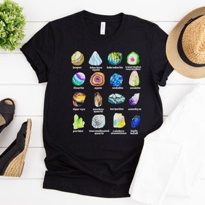 Crystal Shirt Mystical Shirt Gemstone and Minerals Shirt Gift for Rock ...