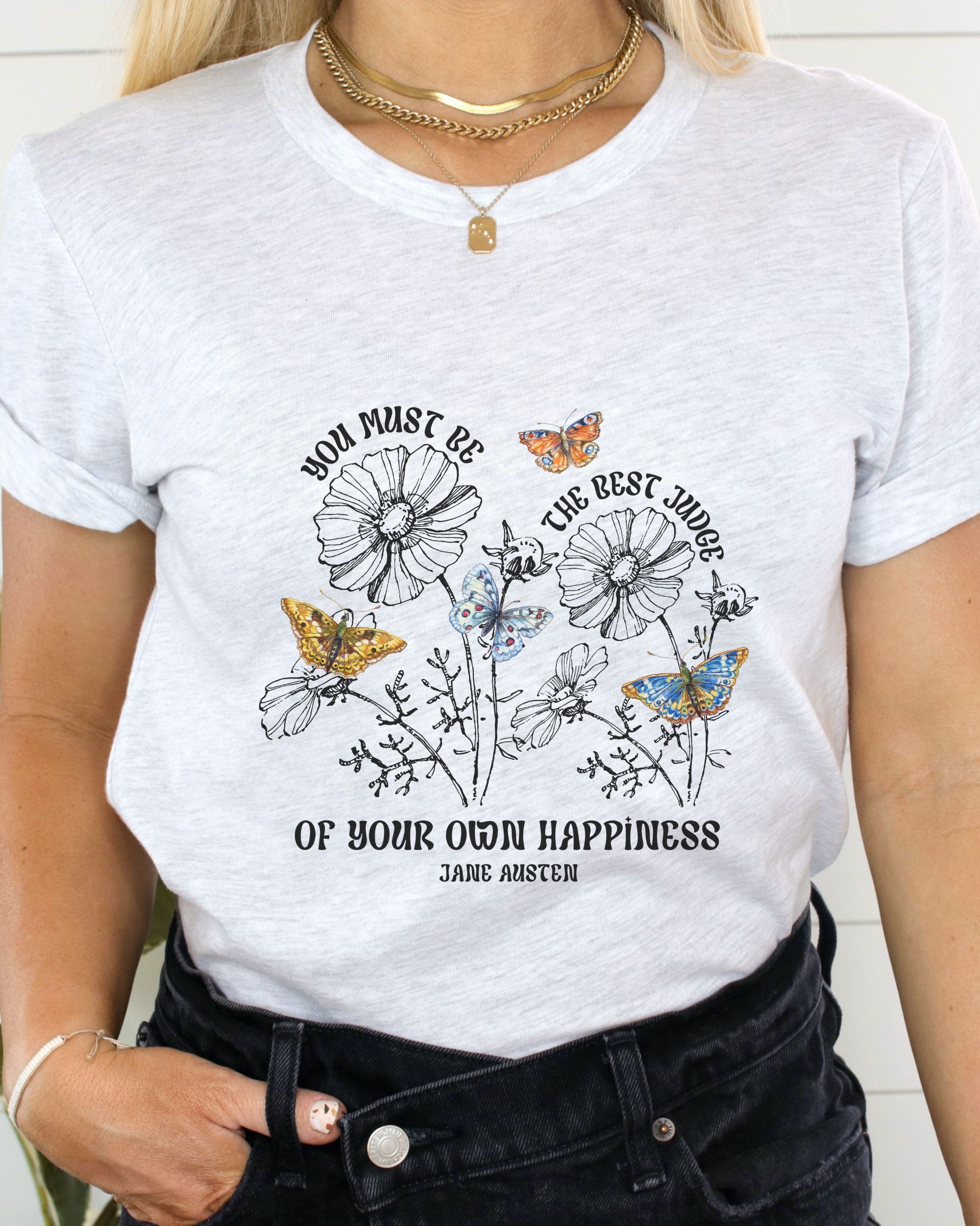 Jane Austen Shirt, Cottage Core Shirt Wild Flowers Shirt Butterfly ...