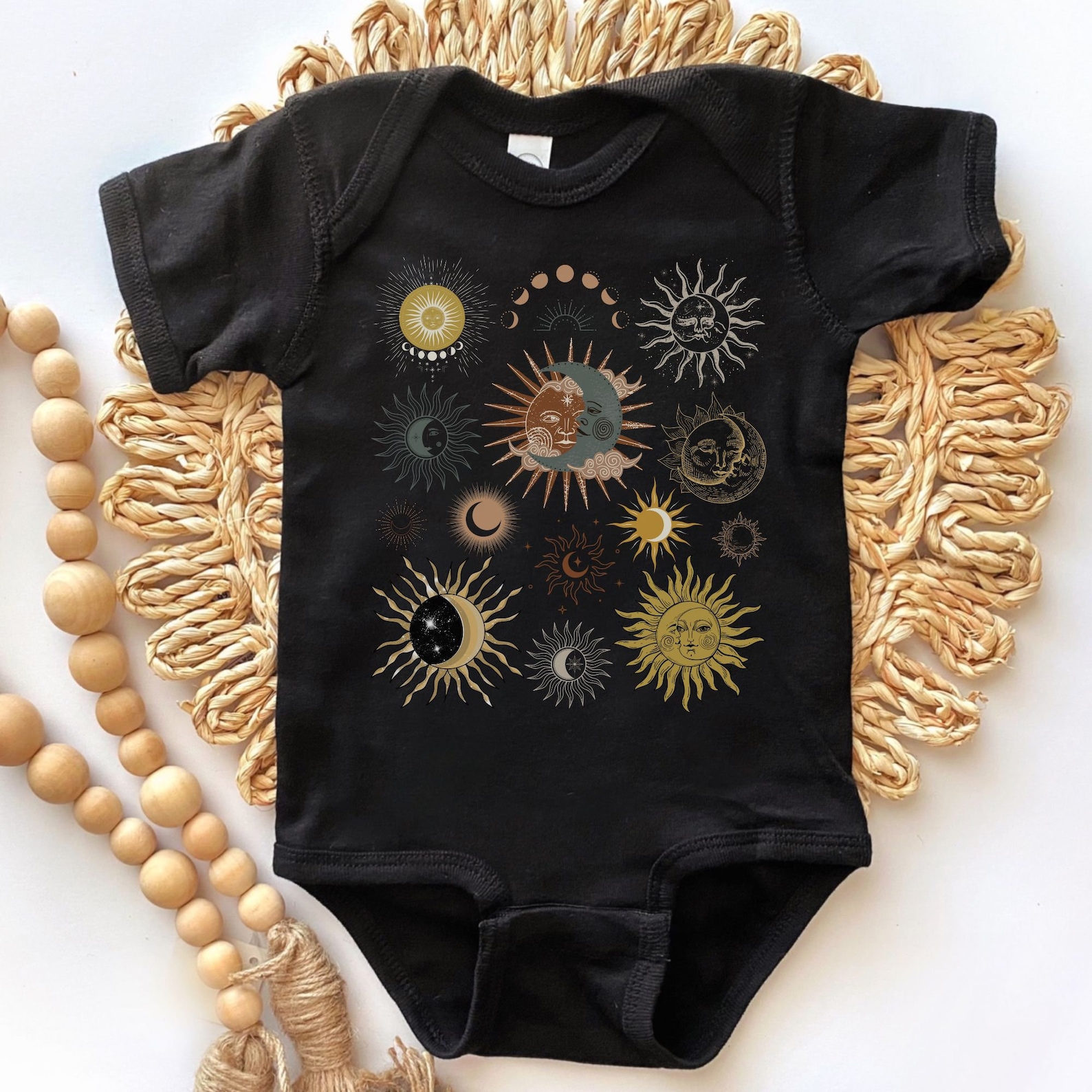 Boho Baby Sun and Moon Bodysuit Whimsigoth Baby Mystical Baby Clothes ...