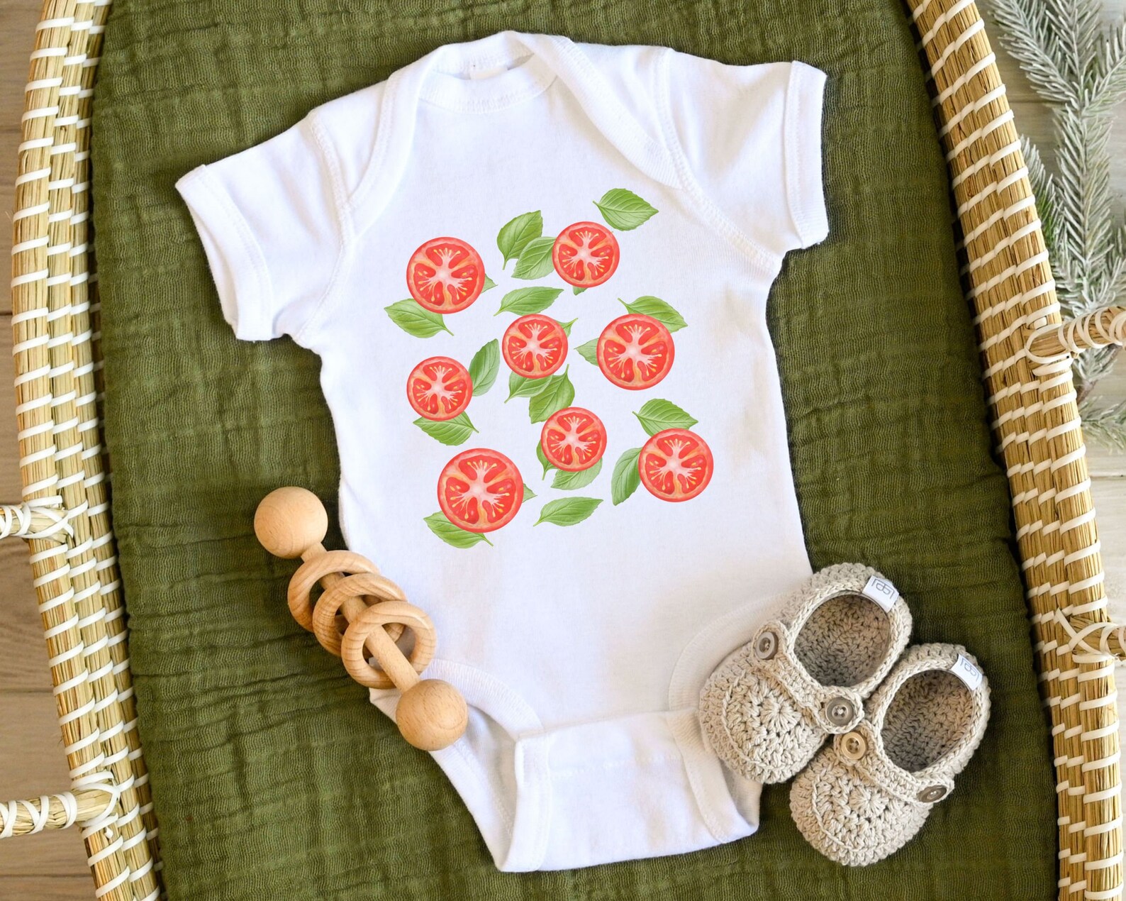 Tomato Basil Baby Bodysuit Cottagecore Baby Veggie Bodysuit - Etsy