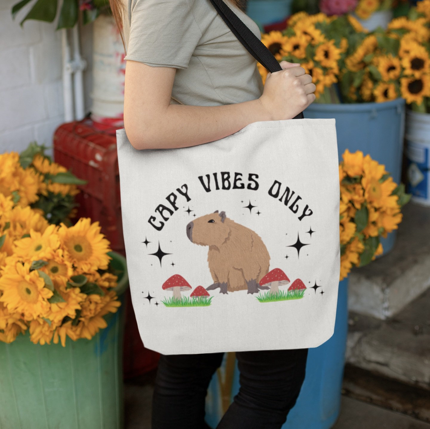 Capybara Tote Bag Capybara Gifts Mushroom Tote Bag Retro Tote Bag ...