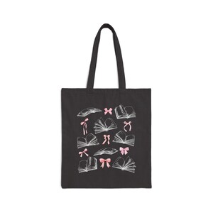 Books and Bows Tote Bag Coquette Bow Bag for Readers, Bookish Tote Bag ...