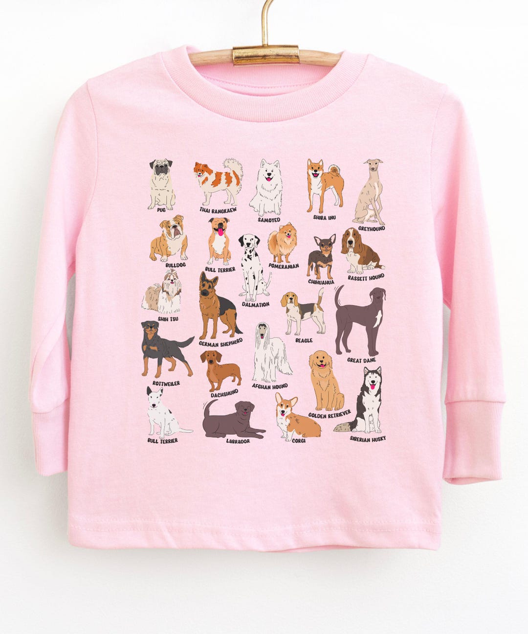 Long Sleeve Dog Breed Shirt Toddler, Dog Shirt Toddler Dog Lover Gifts ...
