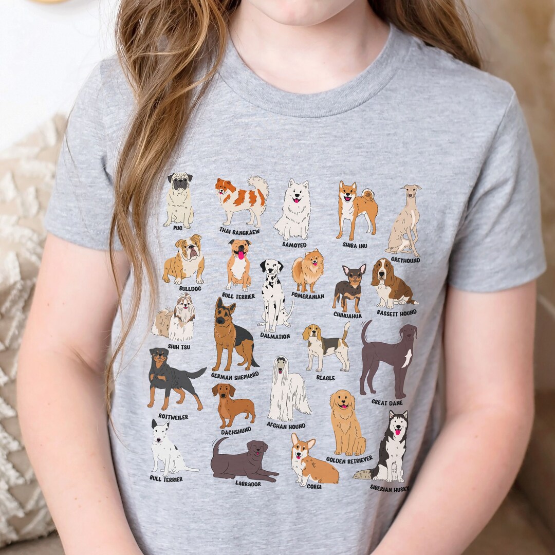 Dog Shirt for Kids, Dog Breeds Shirt, Toddler Dog Shirt, Labrador Corgi ...