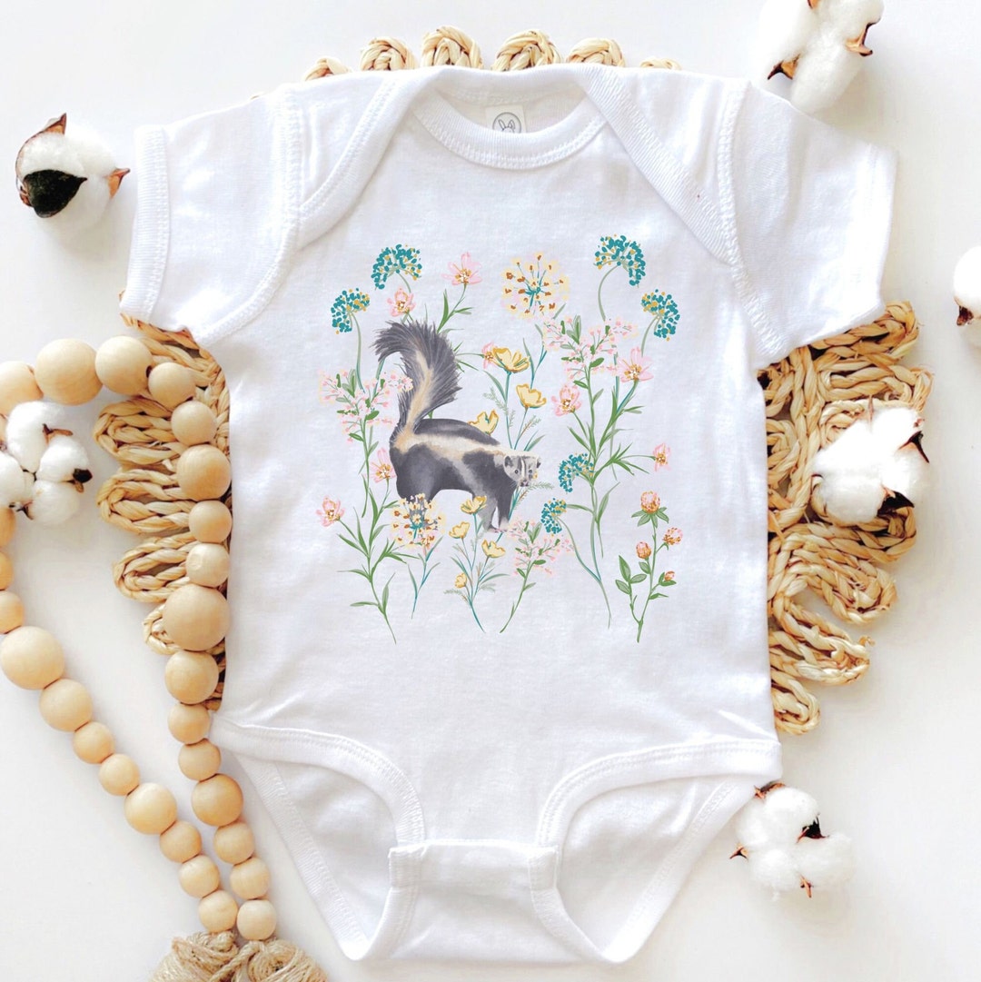 Skunk Baby Bodysuit Cottagecore Baby Clothes Wild Flowers Bodysuit ...