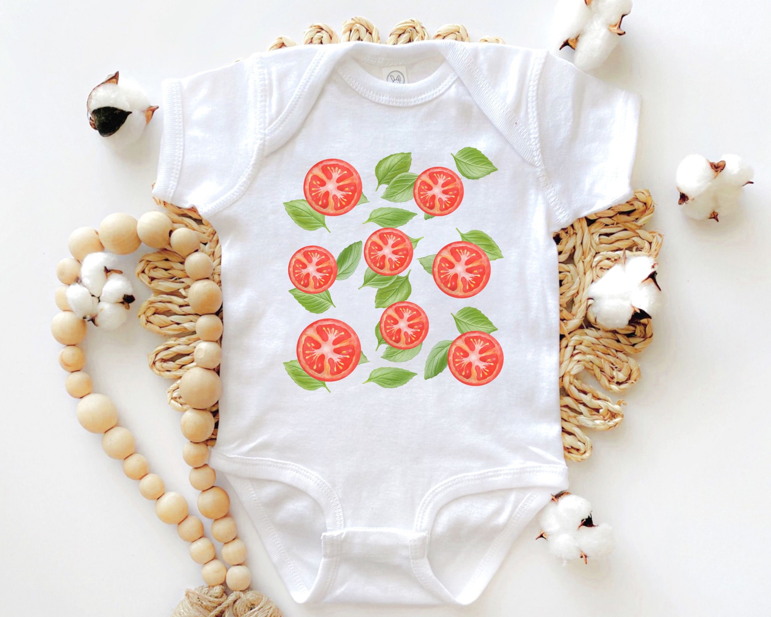 Tomato Basil Baby Bodysuit Cottagecore Baby Veggie Bodysuit - Etsy