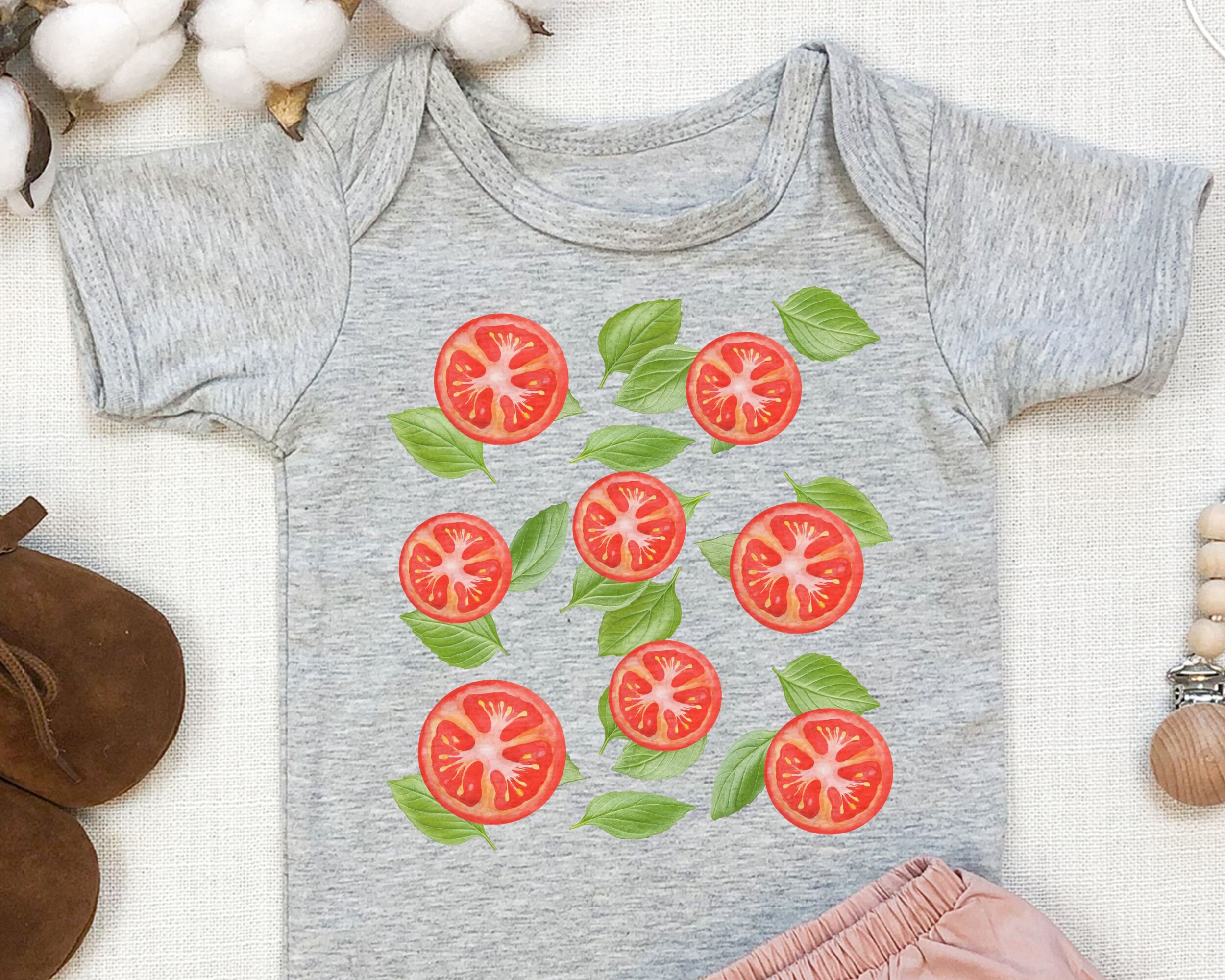 Tomato Basil Baby Bodysuit Cottagecore Baby Veggie Bodysuit - Etsy