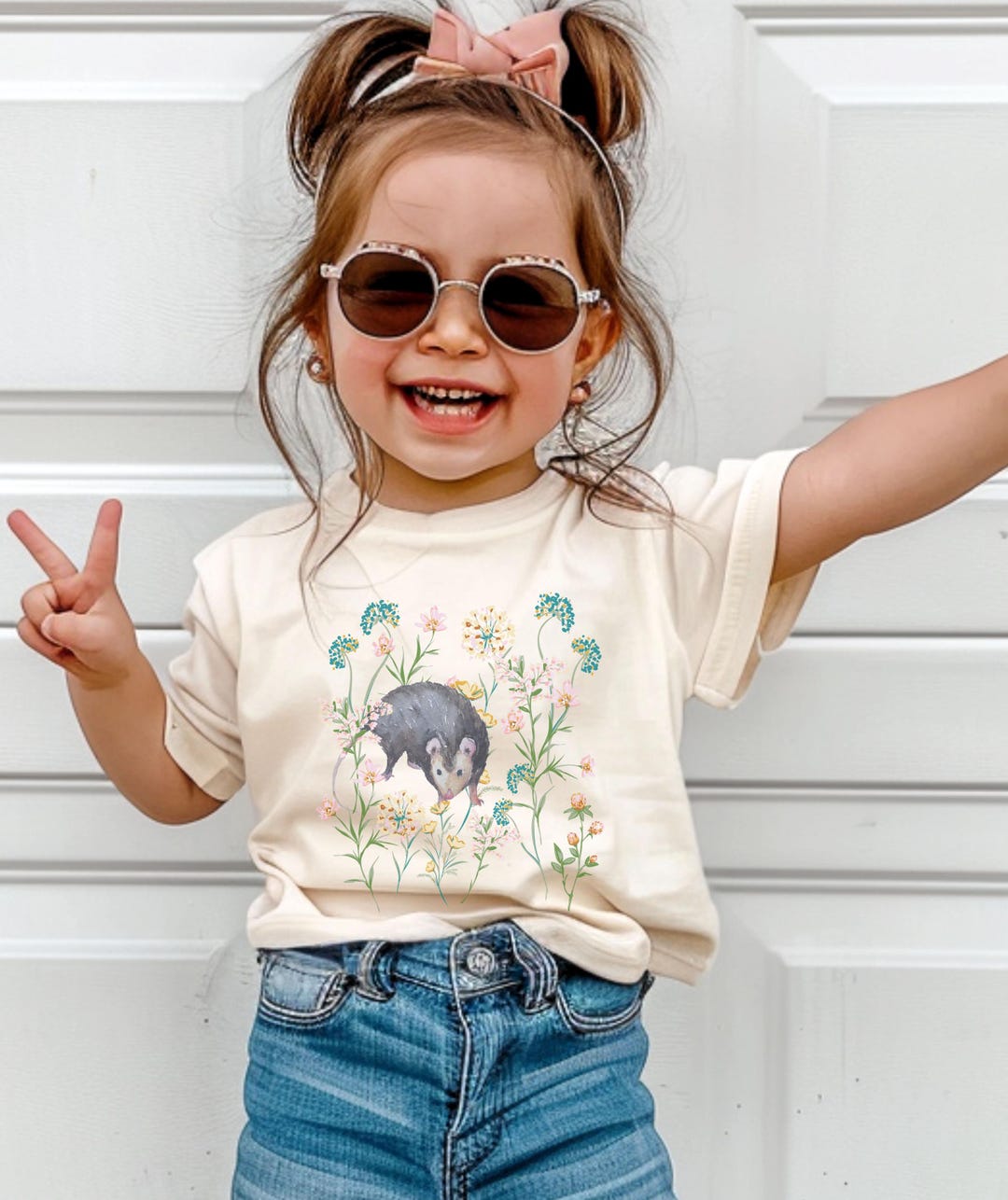 Opossum Shirt Kids, Boho Wild Flowers Cottagecore Possum Shirt Toddler ...