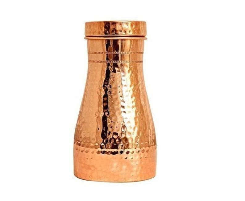 100% Pure Copper Matka Water Bottle Pitcher Flask With - Etsy