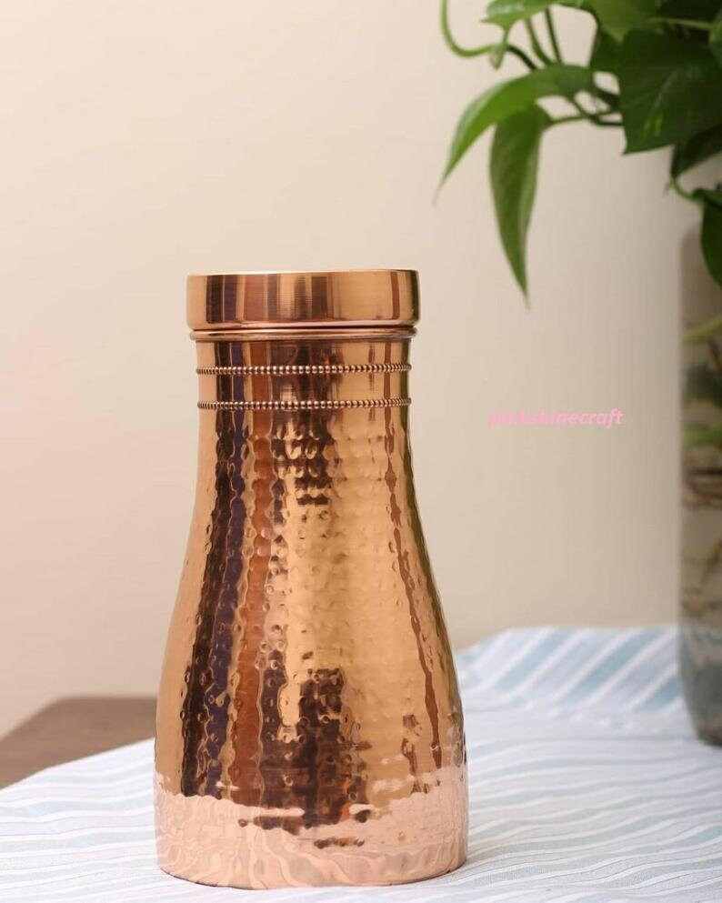 100% Pure Copper Matka Water Bottle Pitcher Flask With - Etsy