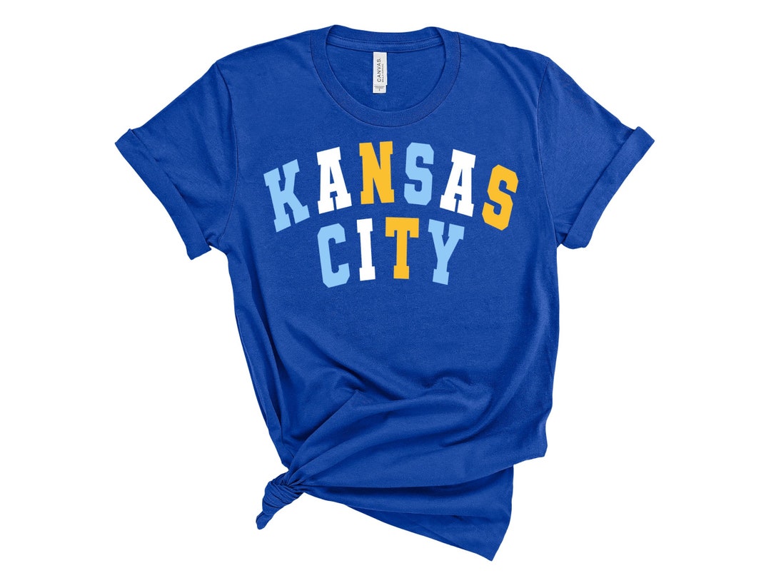 Royal Blue Kansas City Multi-color Block Letter T-shirt, Long Sleeve ...