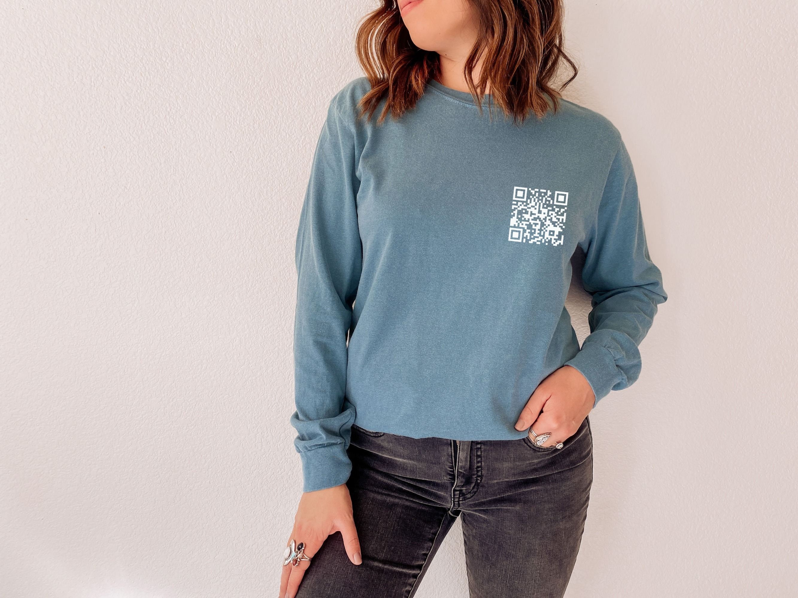 Comfort Colors Long Sleeve QR Code Shirt for Business, Personalized ...