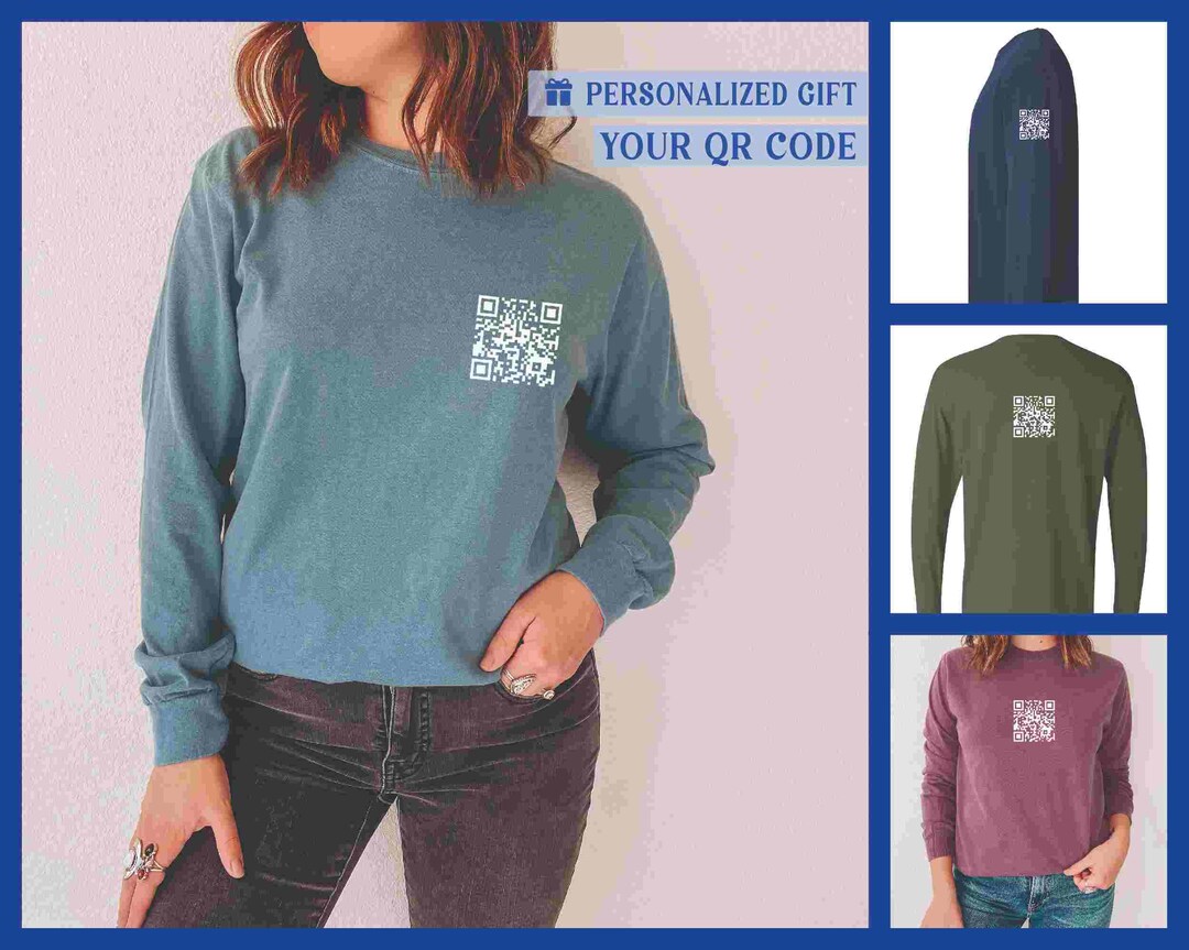 Comfort Colors Long Sleeve QR Code Shirt for Business, Personalized ...