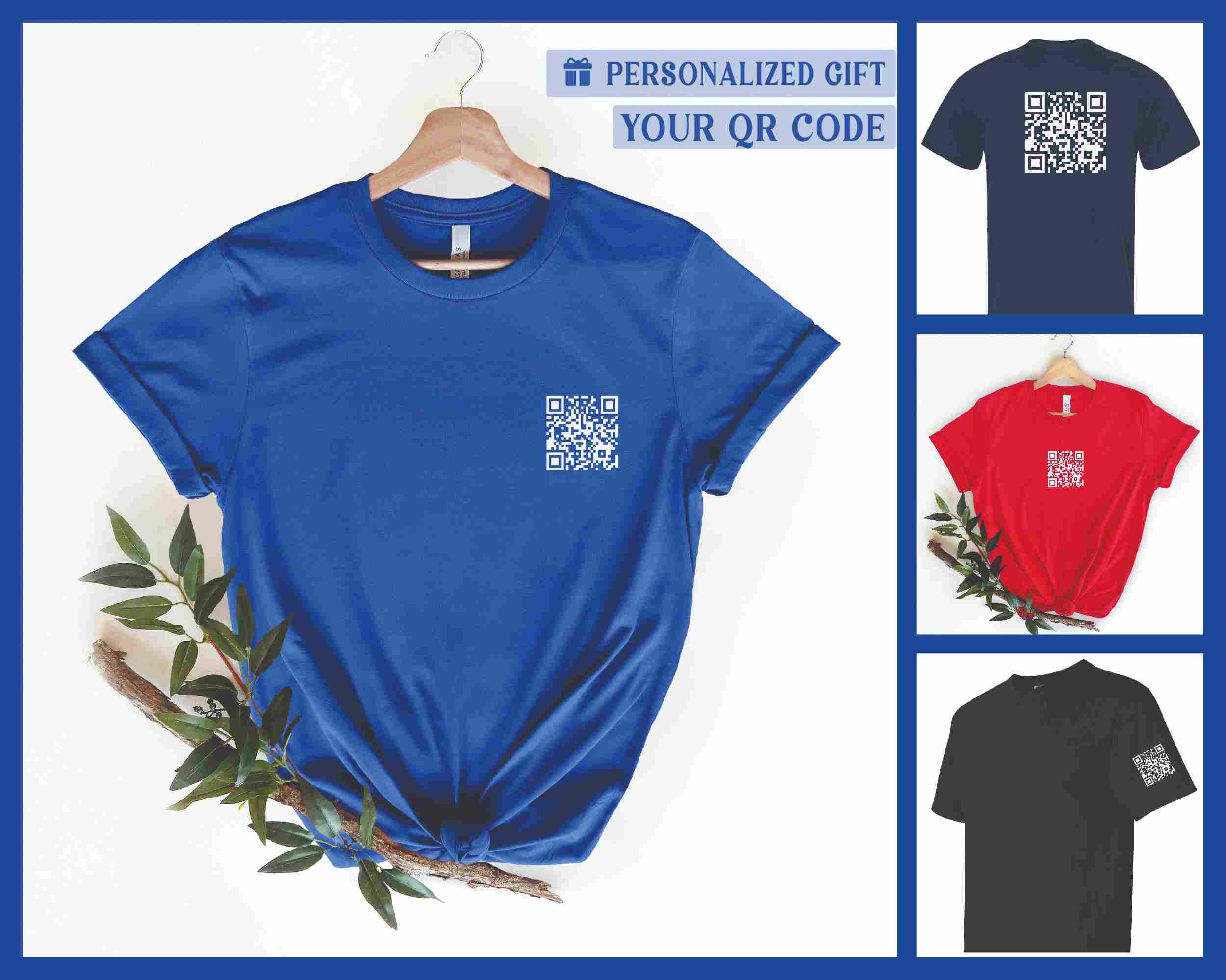 Custom QR Code T-shirt: Personalized Barcode Shirt for Business - Etsy