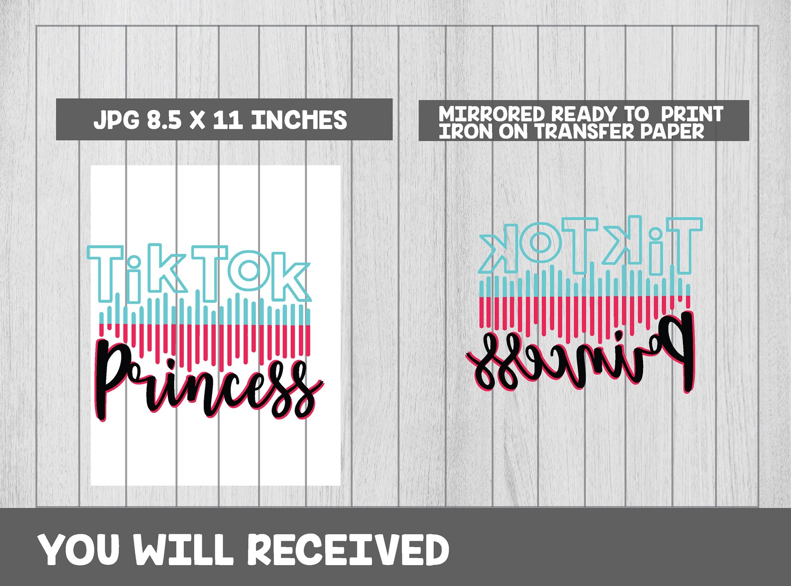 Tiktok Princess SVG: Iron on Transfer Images (digital Files) - Etsy