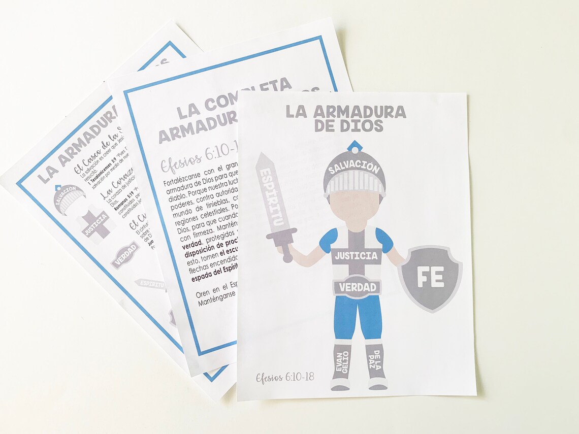 Nino Spanish Armadura de Dios Armor of God actividades | Etsy