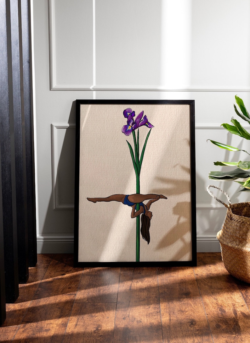 Pole Dance Wall Art Flower Print, Pole Dancers Figure, Pole Dance Gift ...