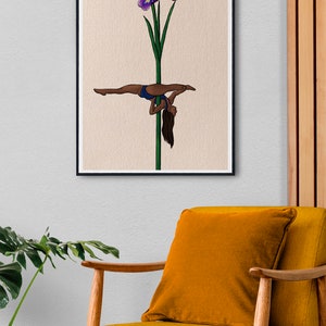 Pole Dance Wall Art Flower Print, Pole Dancers Figure, Pole Dance Gift ...