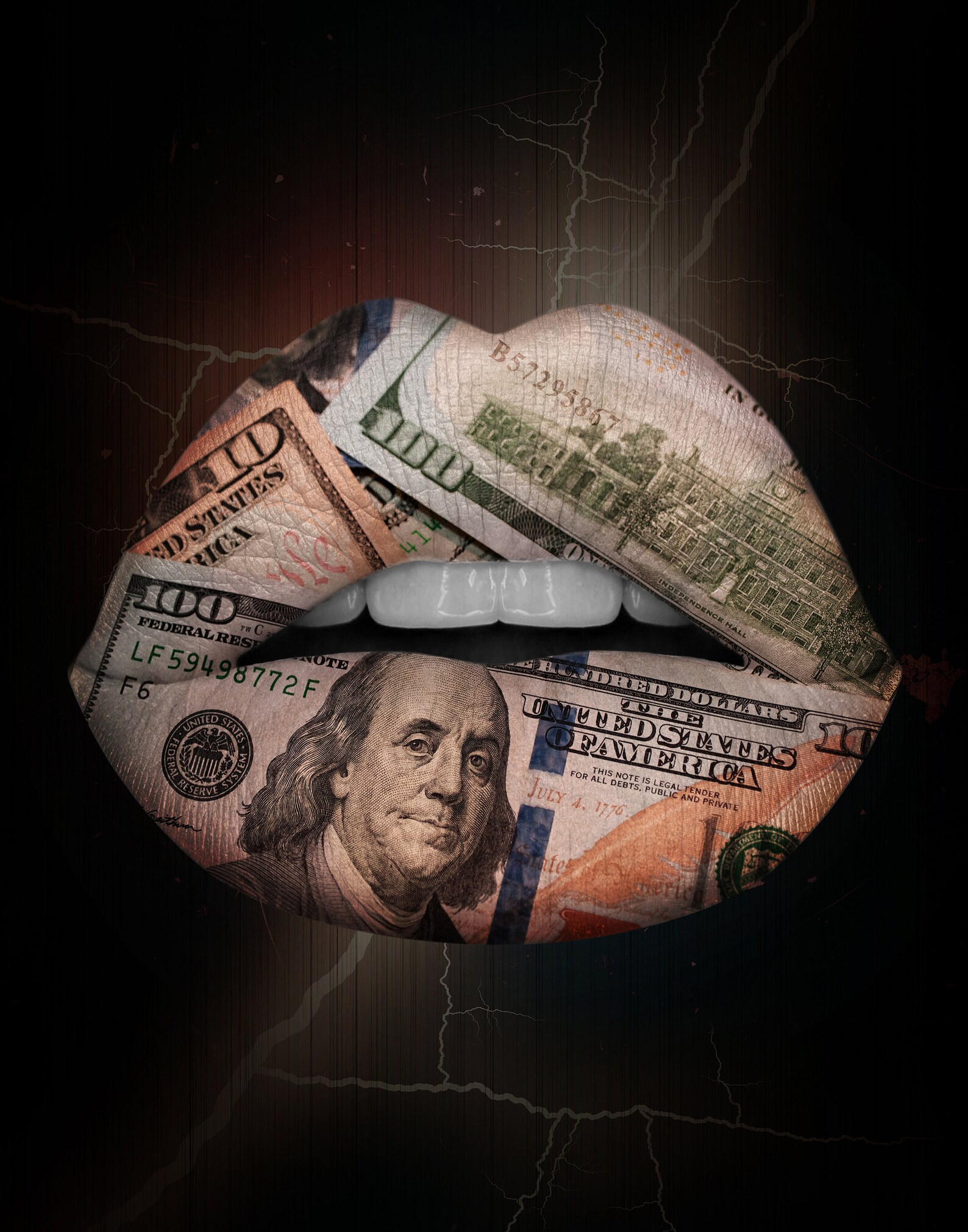 Wall Art: Dollar Bill Lips - Put Your Money Where Your Mouth is ...