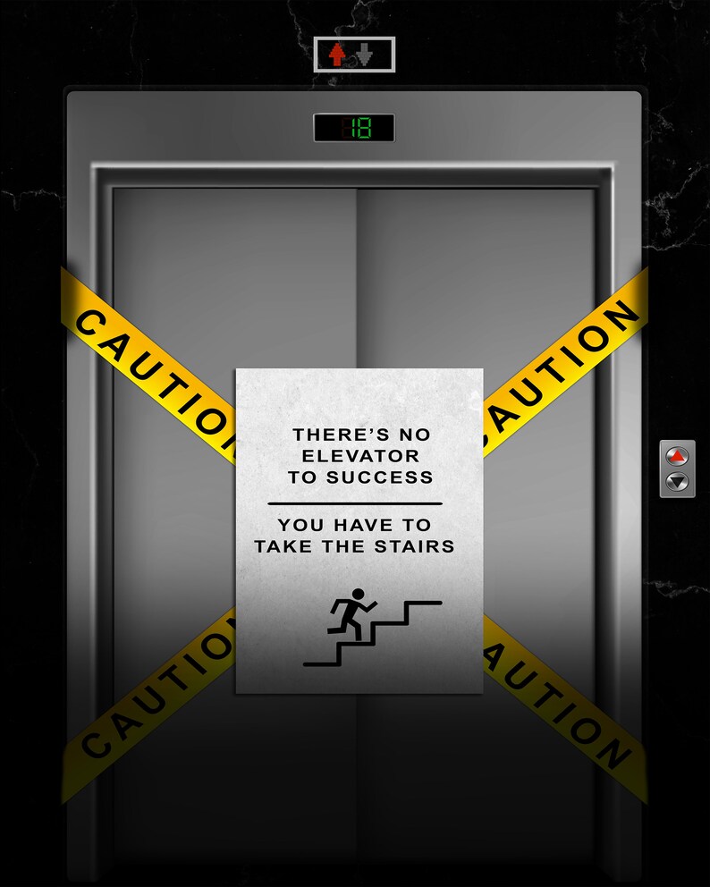 Wall Art: There's No Elevator to Success You Have to Take the Stairs - Etsy