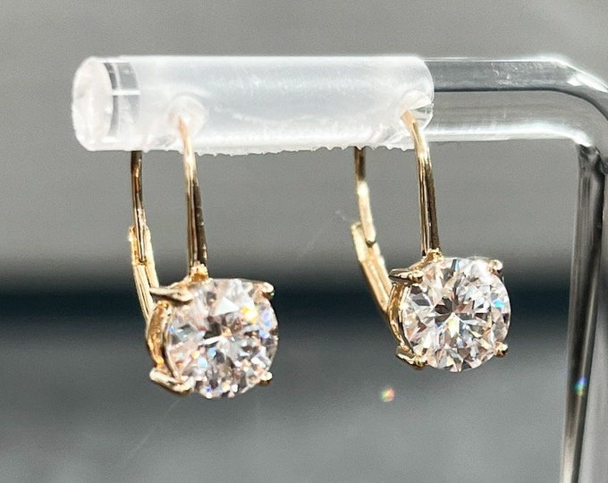 14K Gold 2.00 Carat Dangling Solitaire Drop Earrings Leverback - Etsy