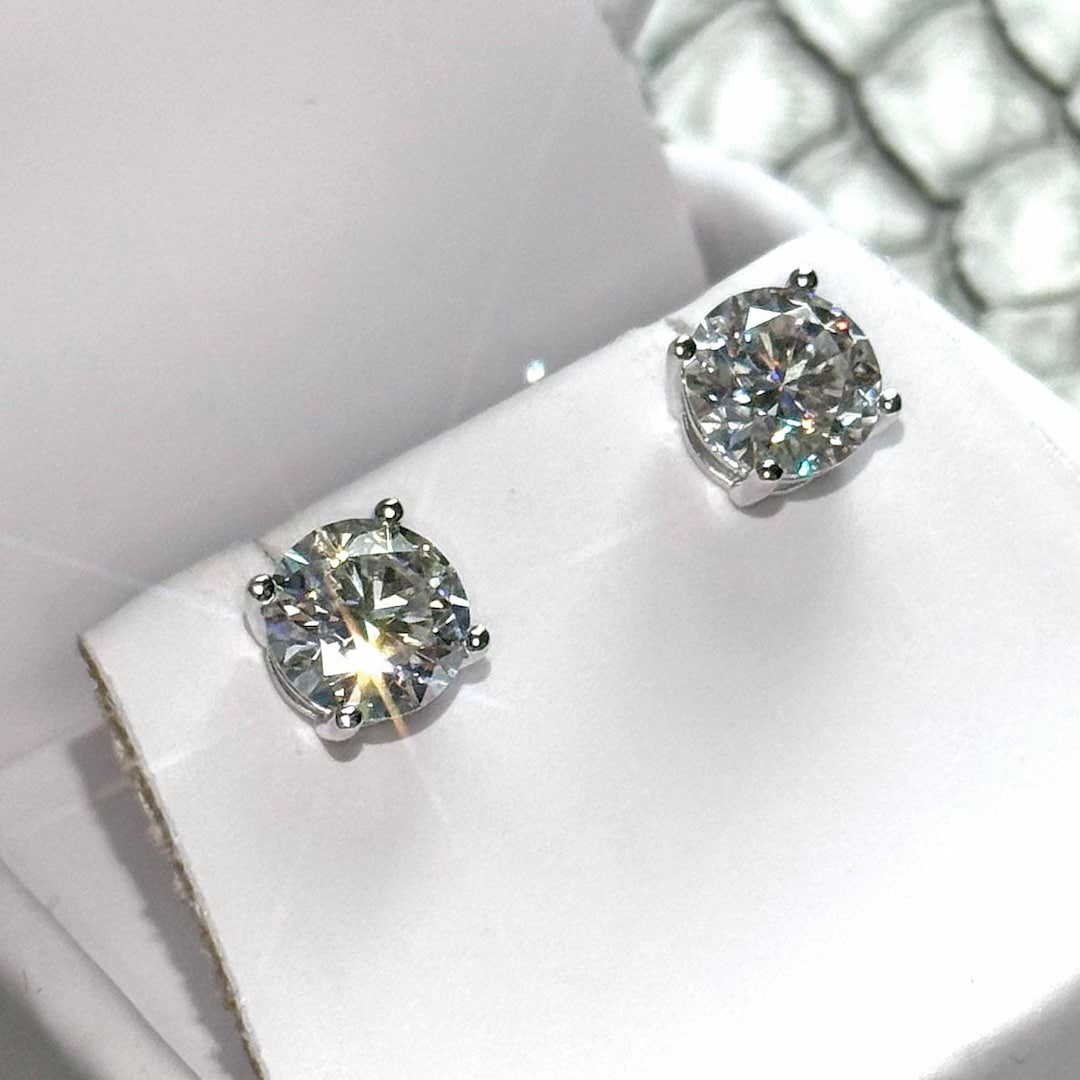 Moissanite Stud Earrings Screw Back