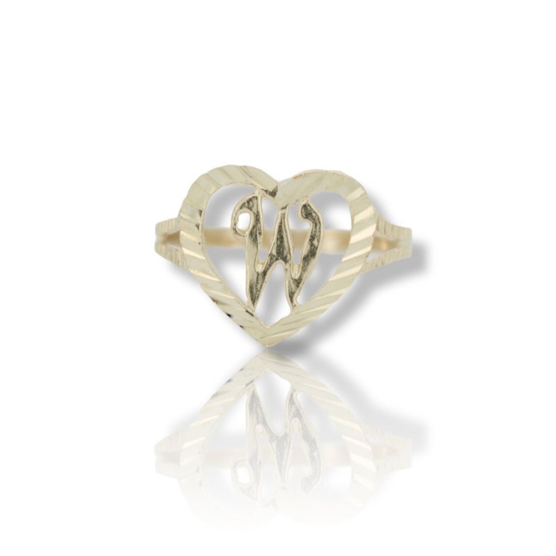 Initial Heart Ring - Etsy