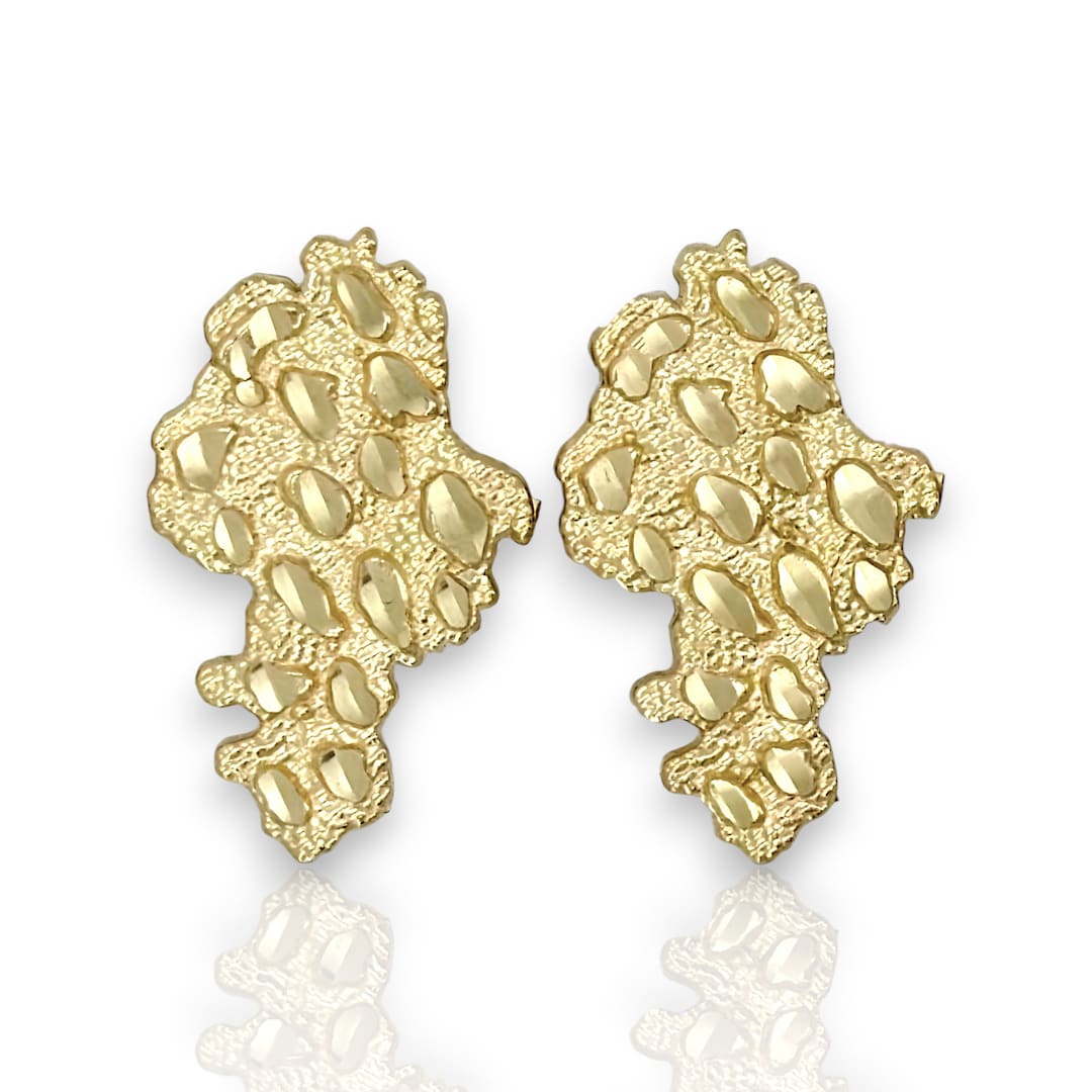 Authentic 10k Solid Yellow Gold African Nugget Stud Earrings Men Women ...
