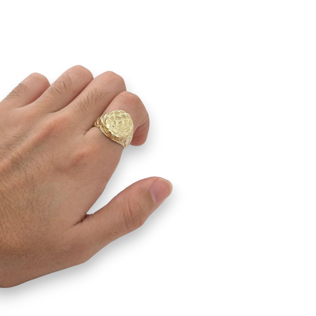 10K Yellow Gold Circle Nugget Ring - Etsy
