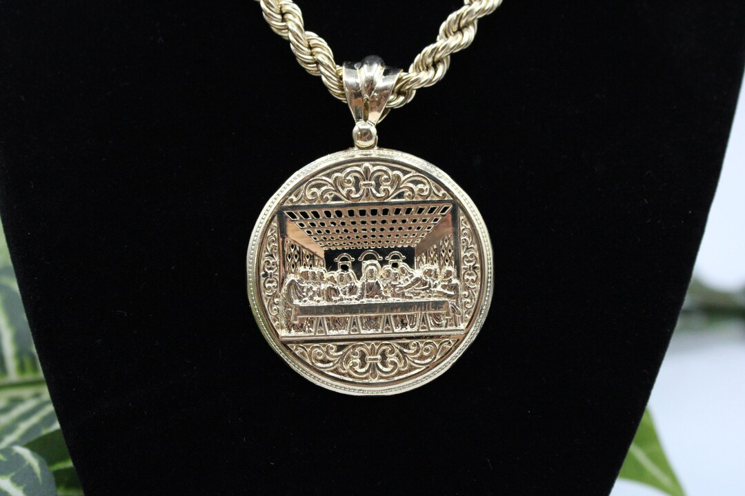 10k Gold Large Last Supper Pendant , Small/large Last Supper Jewelry ...