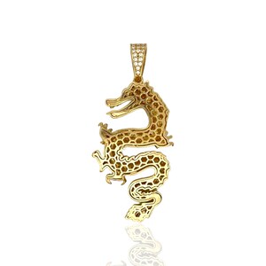 Shiny Dragon Pendant • 14K Handmade Yellow Gold • 14K Pendant • A ...