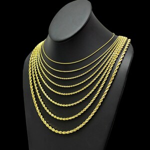 14K- Gold Rope Chain Gold Rope Chain Necklace 1mm-5mm 16-26 Inches ...