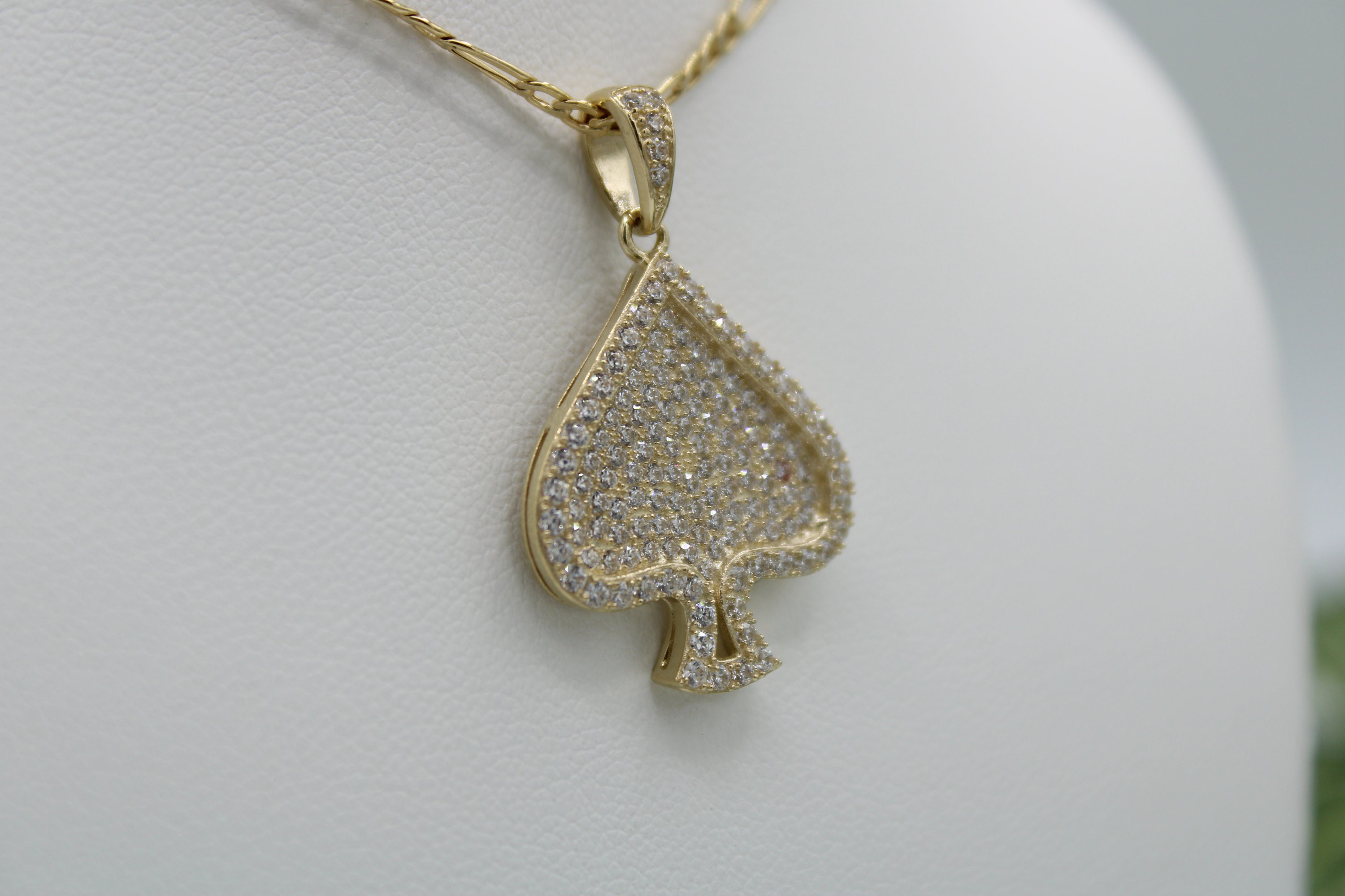10k Yellow Gold Ace of spades Charm Pendant With Cubic | Etsy