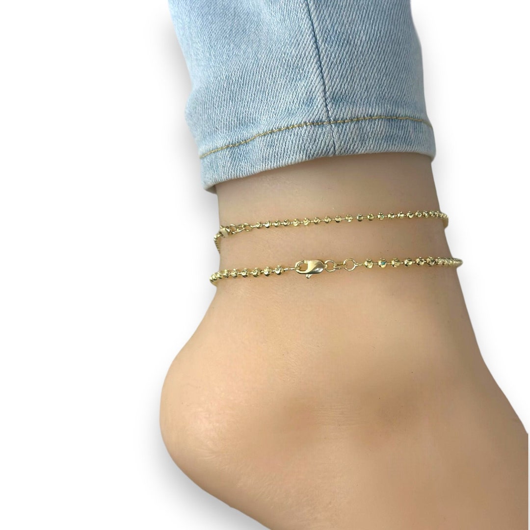 Ball Beats Anklet - 10K Yellow Gold - Etsy