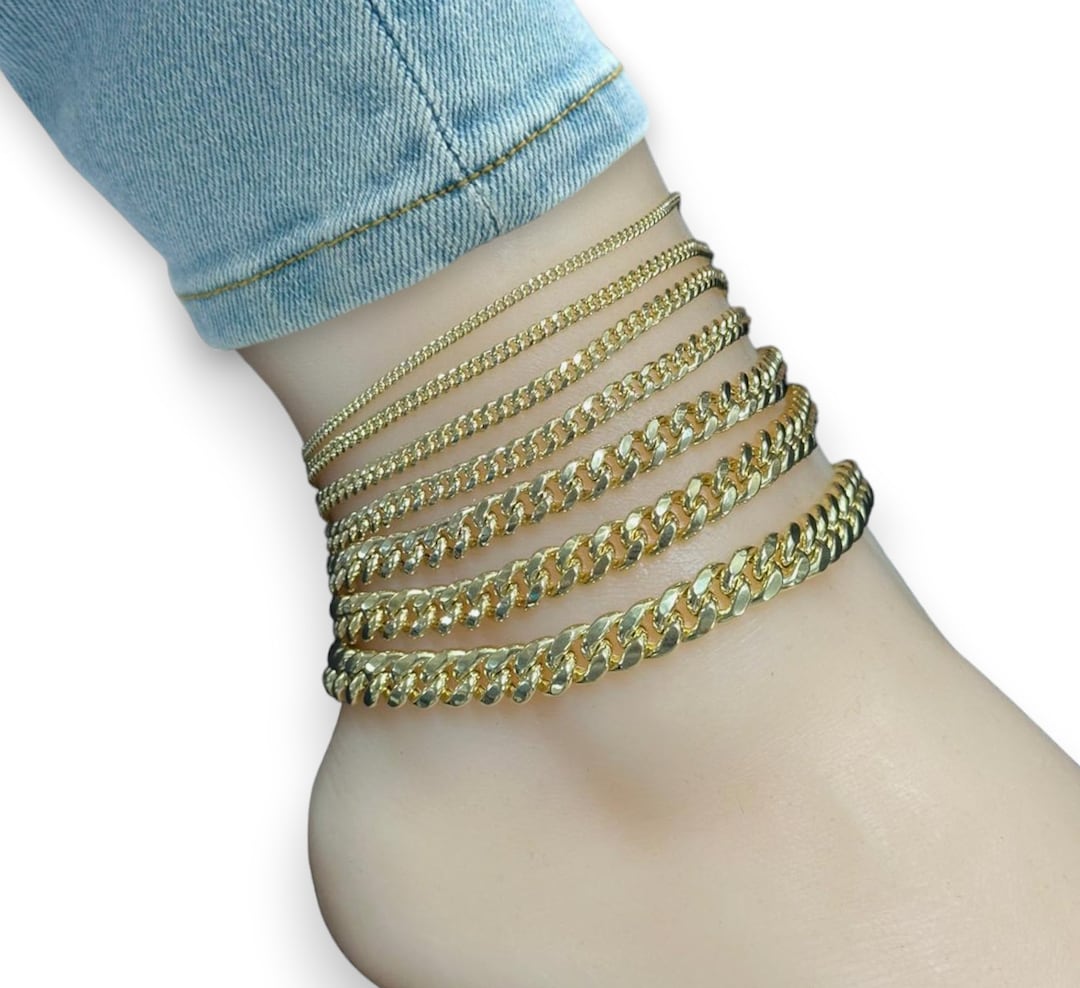 Miami Cuban Link Anklet - 10K Yellow Gold - Etsy