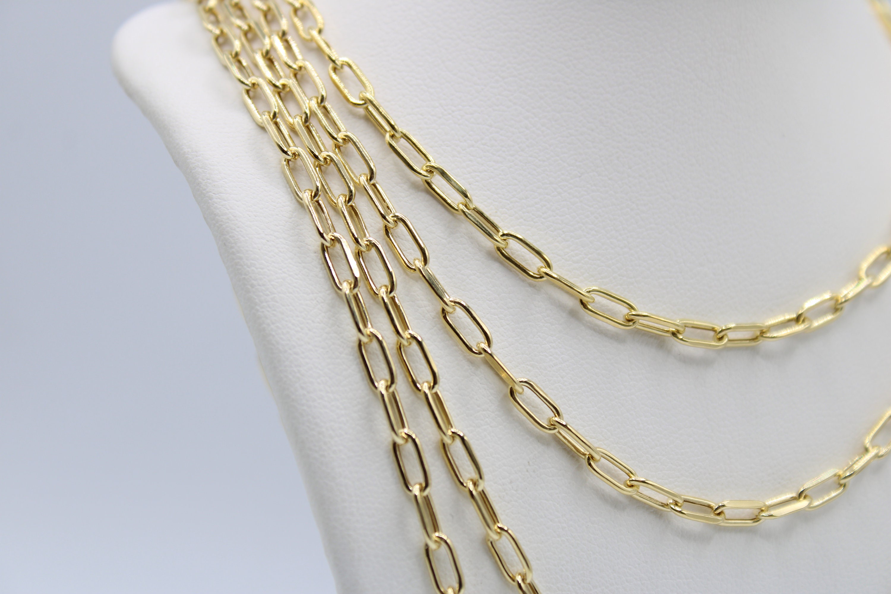 Solid 10K Gold Paperclip Chain 10K Solid Gold Open Link Paper - Etsy