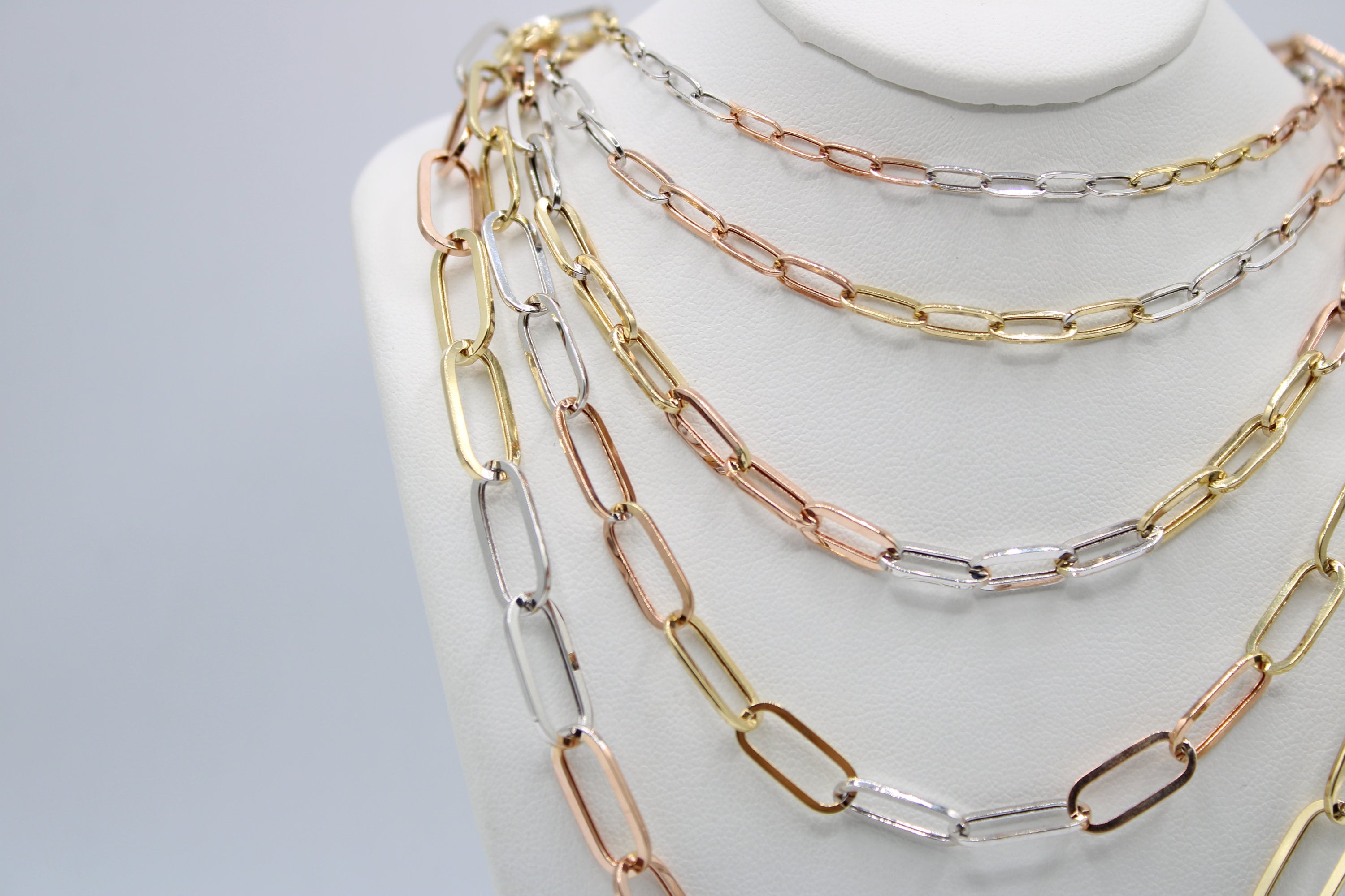 14K Gold Paperclip Tri Color Chain Necklace Trending Gold - Etsy